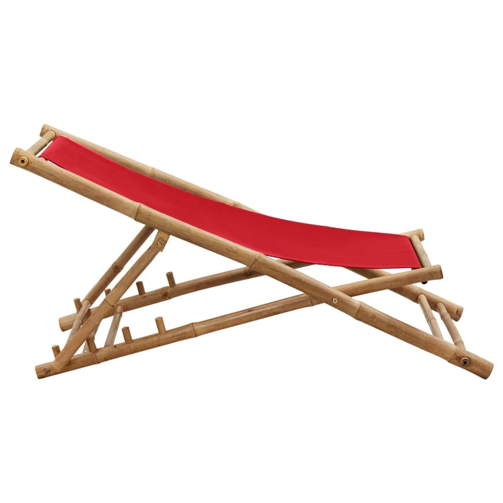 YAFF Deck Chair Bamboo and Canvas Red-3020