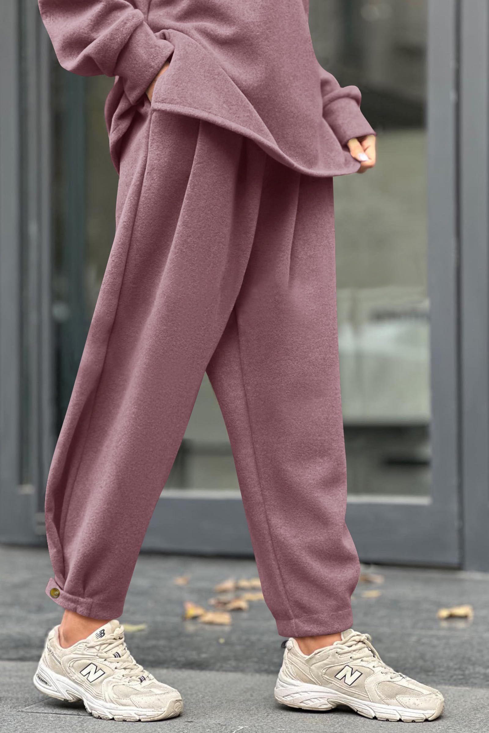 PRETTYGARDEN 2 Piece Outfits For Women Fall Long Sleeve Tracksuit Set High Neck Pullover Shirts Pockets Pants Y2K Sweatsuits (Purple Red,Medium)