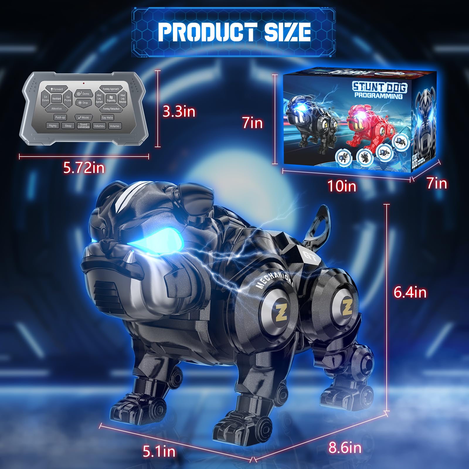 Blkont Remote Control Robot Dog Toys for Boys, Rechargeable Programmable Stunt Robot Dog with Singing, Dancing and Touch Functions for Boys Ages 3 4 5 6 7 8 9+ Birthday, Black