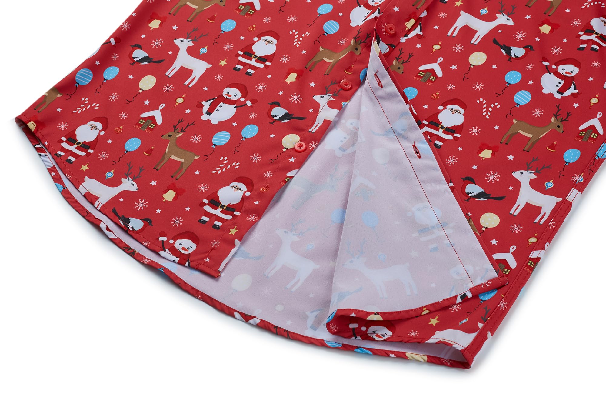 GRTXIN Christmas Shirts for Men Hawaiian Santa Claus Vacation Shirt Short Sleeve Button Down Dress Shirts(Red-M)