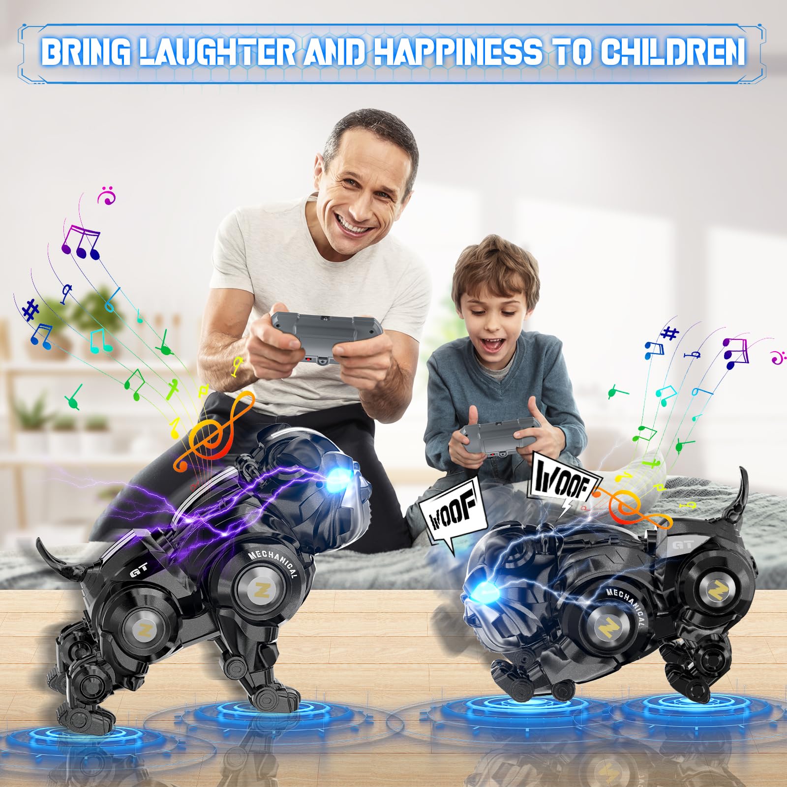 Blkont Remote Control Robot Dog Toys for Boys, Rechargeable Programmable Stunt Robot Dog with Singing, Dancing and Touch Functions for Boys Ages 3 4 5 6 7 8 9+ Birthday, Black