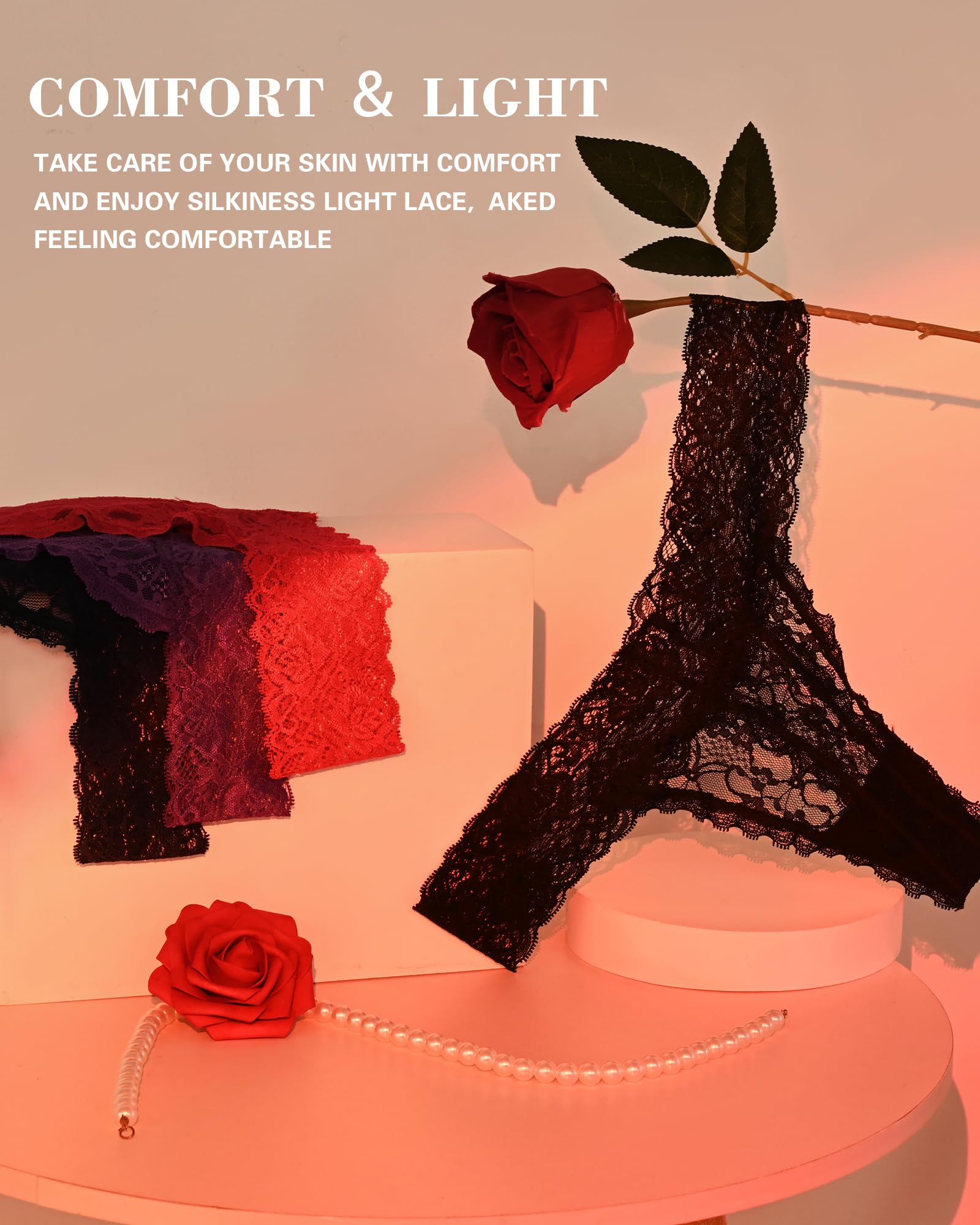 Sunm Boutique Lace Thongs For Women Sexy Underwear Seamless Thongs Soft Stretch Womens Thong Underwear 6 Pack