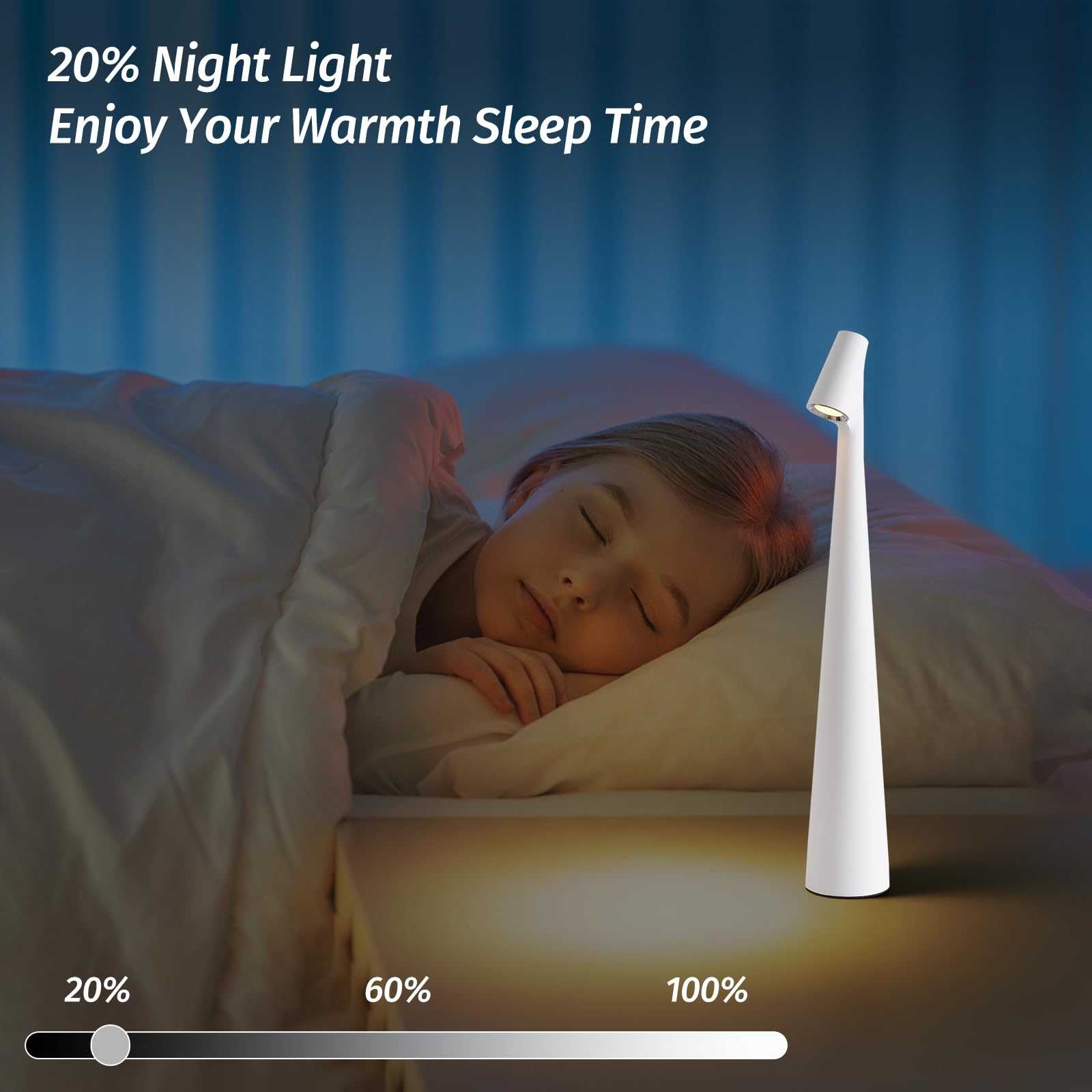 MESIYO Cordless Table Lamps, Outdoor Portable Battery Operated Lamp Rechargeable Led Touch Battery Table Lamp 3 Level Brightness Cordless Lamp for Restaurant, Bedroom, Couple Dinner, Camping (White)