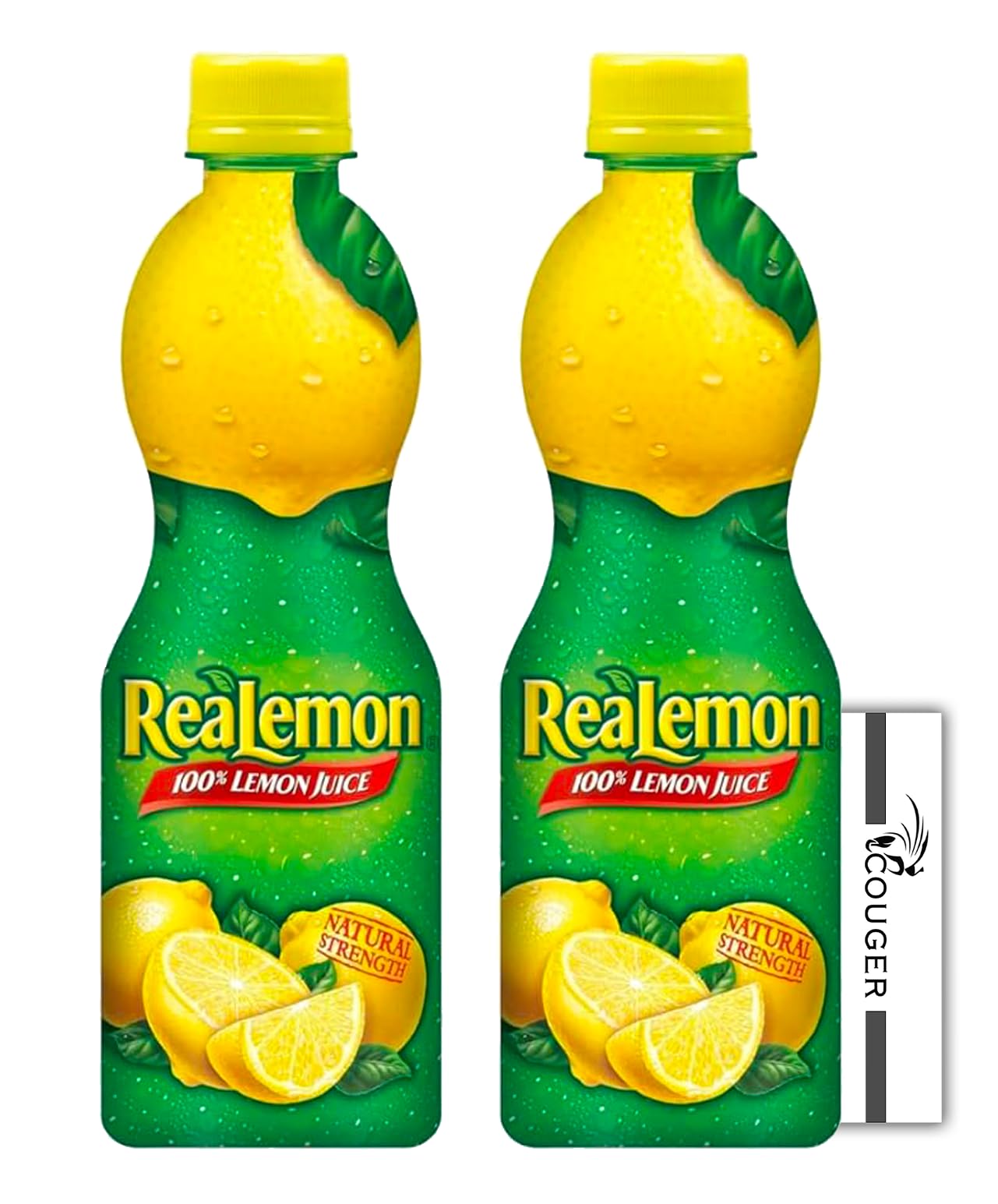 Real Lemon 100% Lemon Juice, 8 Fluid Ounce Bottles 2-pack bundle With Couger Card