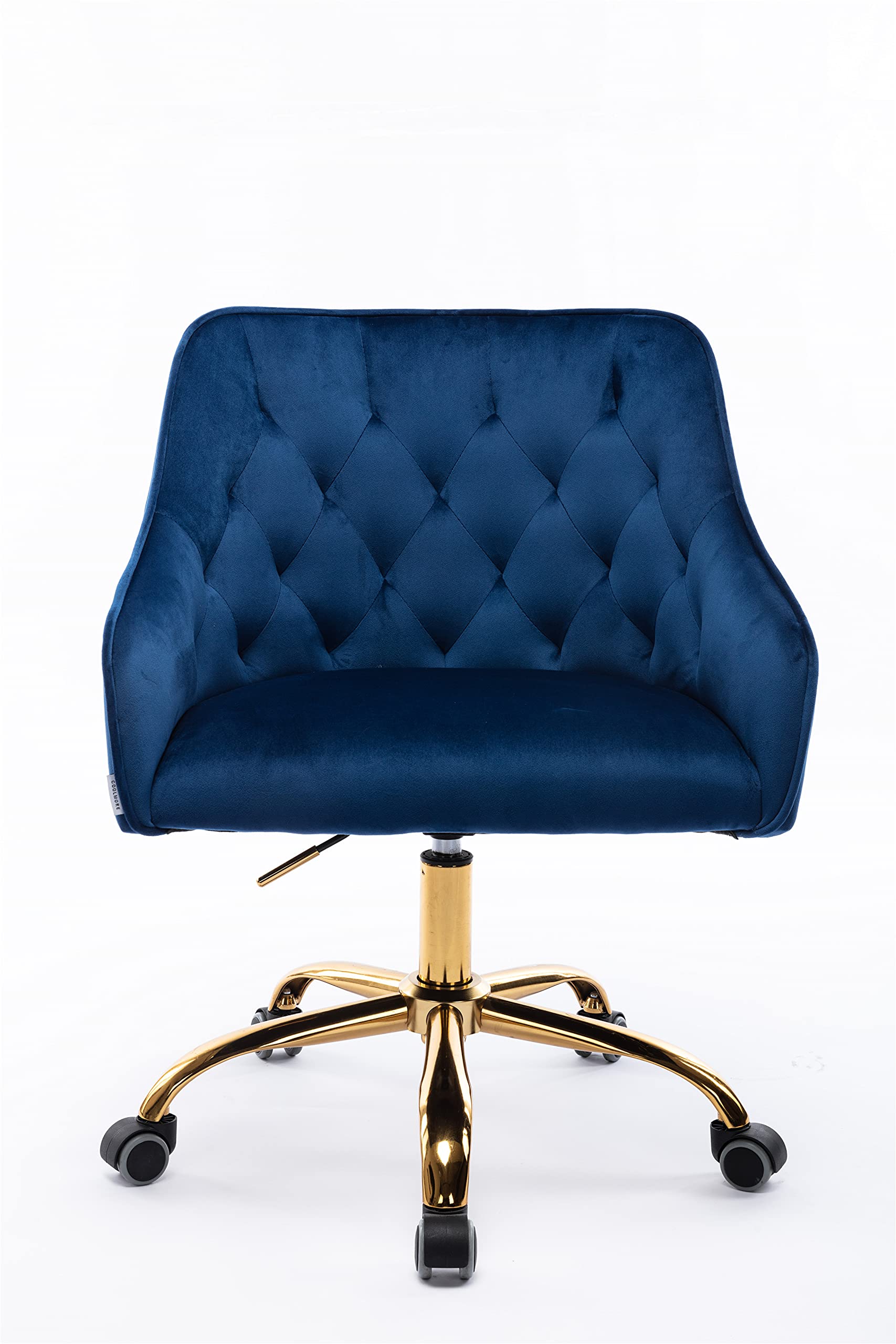 KUIKUI Velvet Desk Chair, Modern Office Chair, Wheels Swivel Height Adjustable Swivel Task Chair for Home Office,Navy Blue