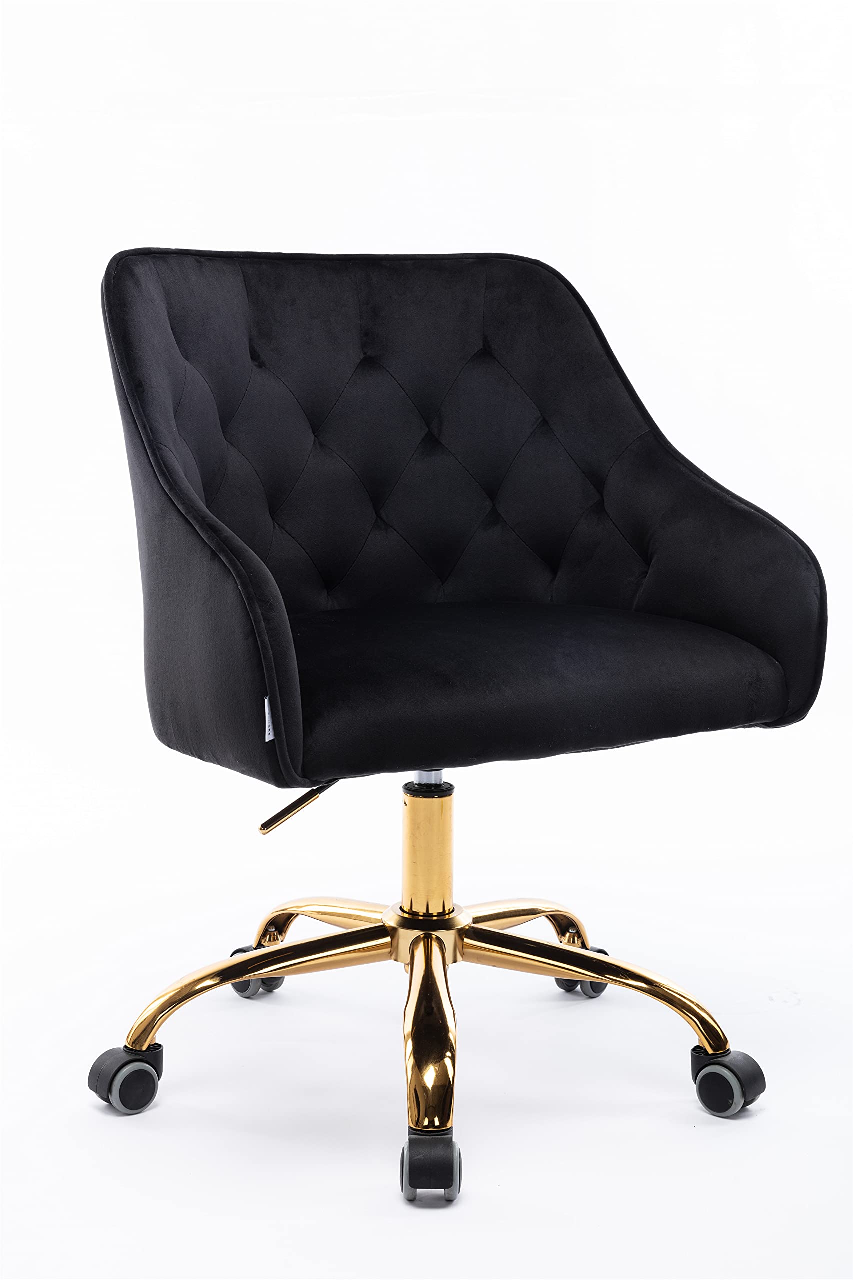 KUIKUI Velvet Desk Chair, Modern Office Chair, Wheels Swivel Height Adjustable Swivel Task Chair for Home Office,Black