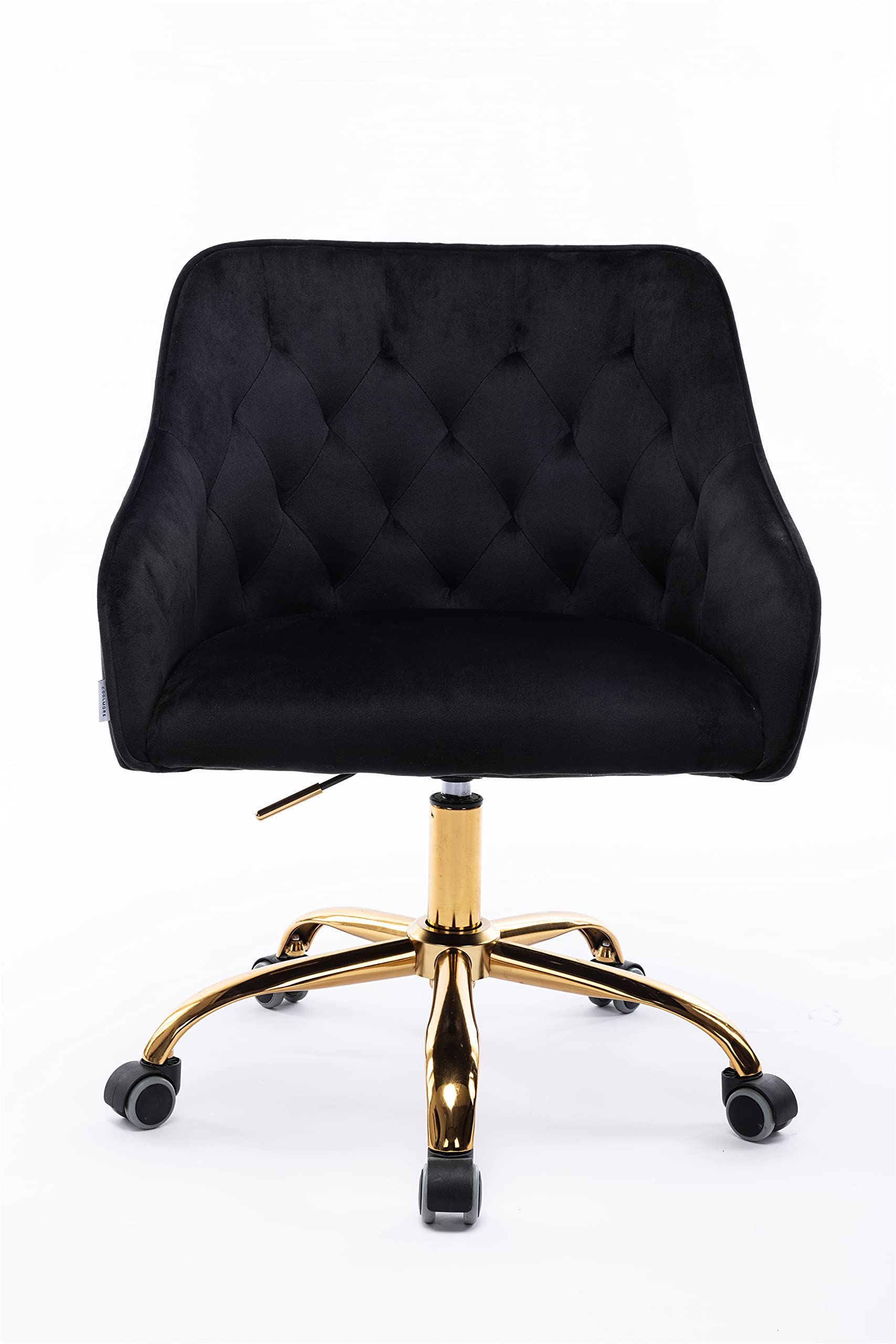 KUIKUI Velvet Desk Chair, Modern Office Chair, Wheels Swivel Height Adjustable Swivel Task Chair for Home Office,Black