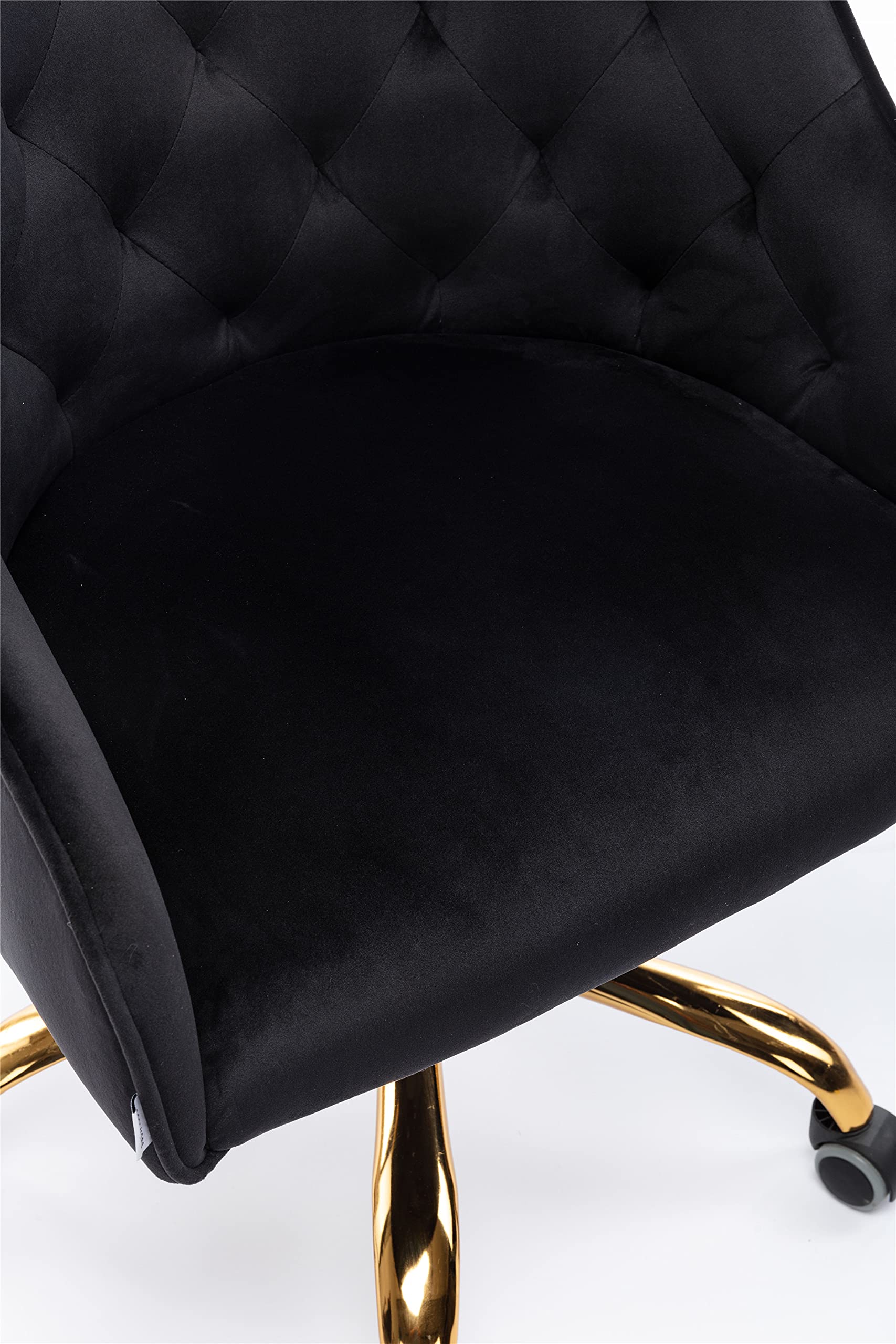 KUIKUI Velvet Desk Chair, Modern Office Chair, Wheels Swivel Height Adjustable Swivel Task Chair for Home Office,Black