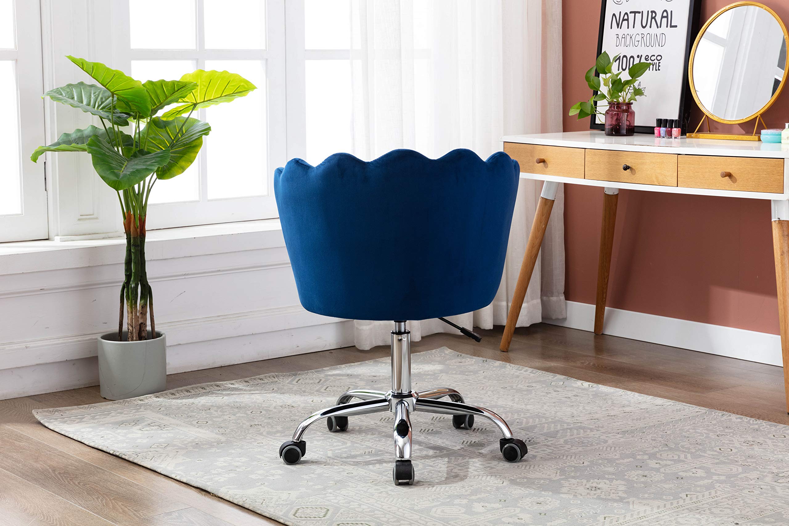 KUIKUI Modern Shell Chair for Living Room Bedroom, Blue Leisure Office Chair