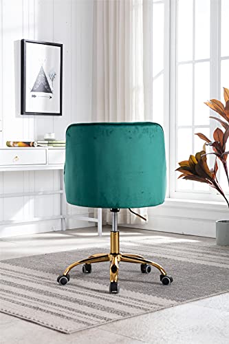KUIKUI Velvet Desk Chair, Modern Office Chair, Wheels Swivel Height Adjustable Swivel Task Chair for Home Office,Green