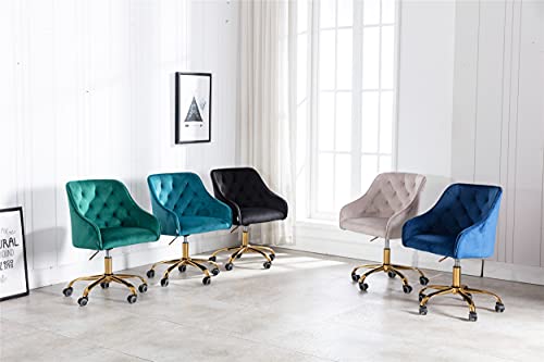 KUIKUI Velvet Desk Chair, Modern Office Chair, Wheels Swivel Height Adjustable Swivel Task Chair for Home Office,Green