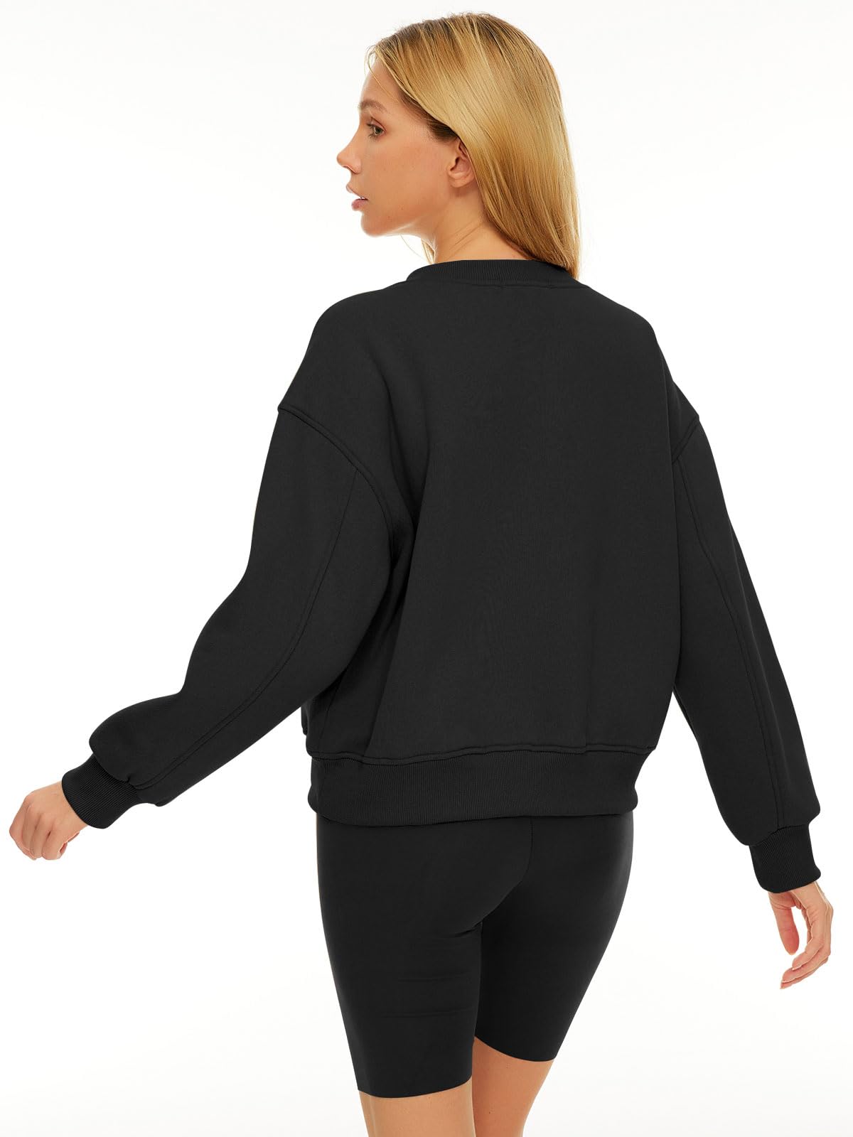 AUTOMET Womens Cropped Sweatshirts Pullover Fleece Crop Sweaters Fall Fashion Outfits Clothes 2025 Black M