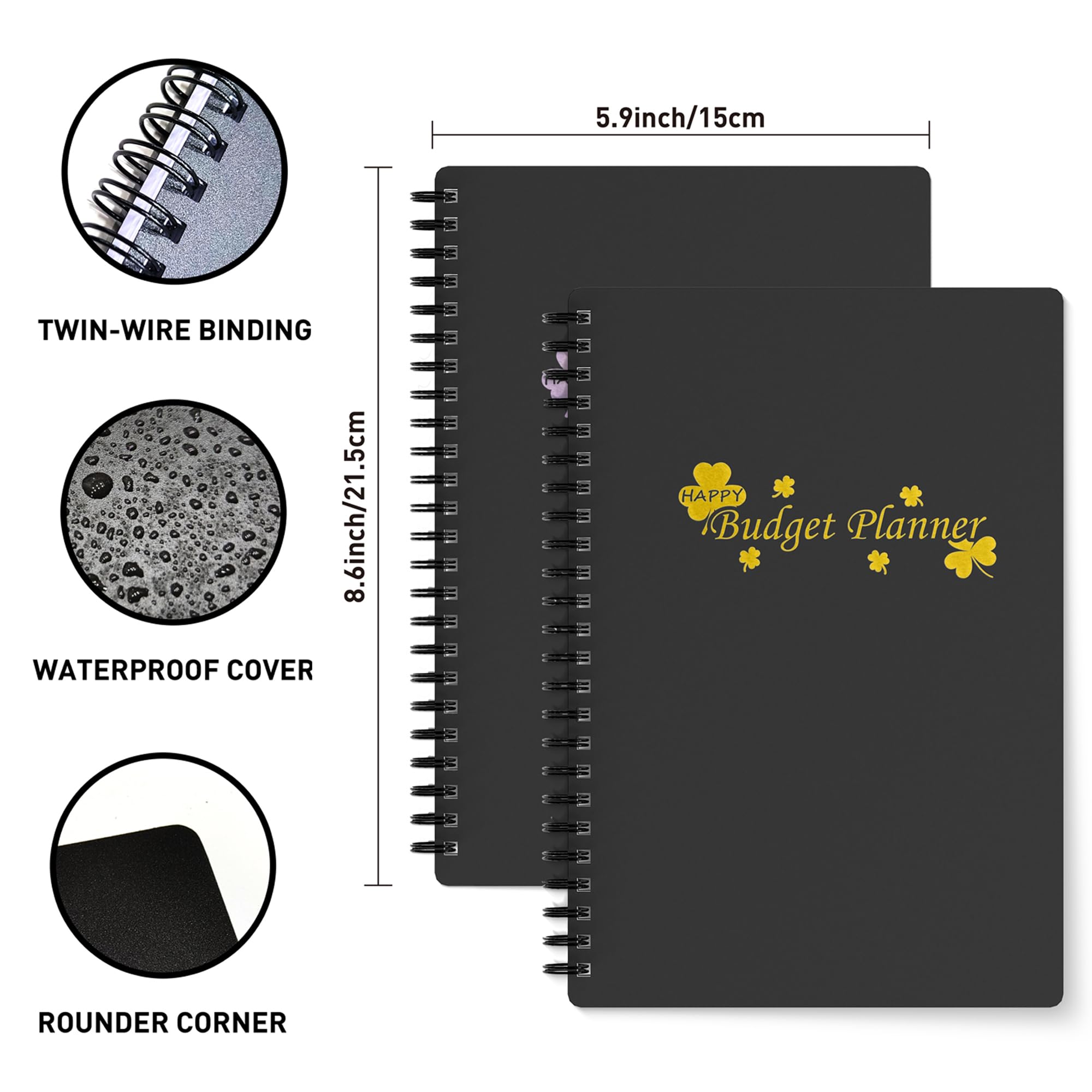 Budget Planner - Monthly Finance Organizer with Expense Tracker Notebook to Manage Your Money Effectively, Undated Finance Planner/Account Book, Start Anytime,A5(8.6x5.9 inchs),100gsm Paper (Golden)