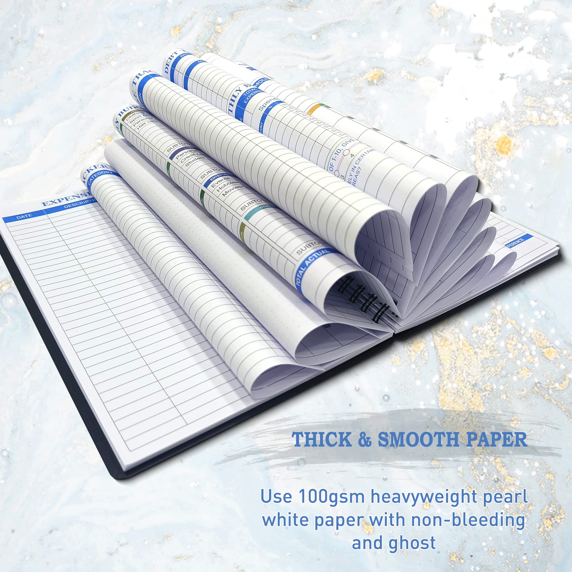 Budget Planner - Monthly Finance Organizer with Expense Tracker Notebook to Manage Your Money Effectively, Undated Finance Planner/Account Book, Start Anytime,A5(8.6x5.9 inchs),100gsm Paper (Golden)