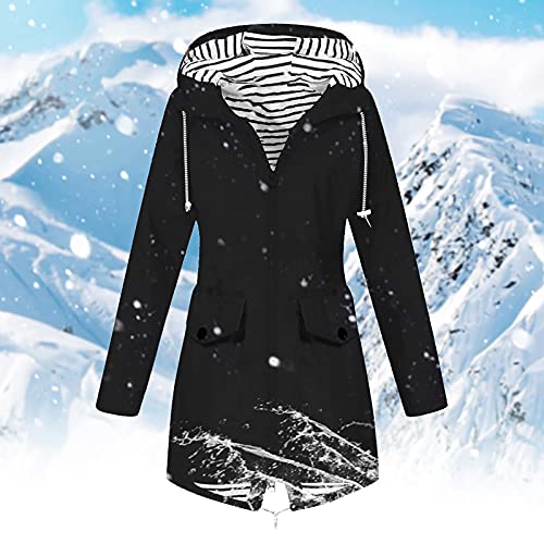 KSODFNXH Rain Jacket Women Fashion Zip Up Waterproof Long Sleeves Raincoat with Pockets Comfy Windproof Drawstring Outwear
