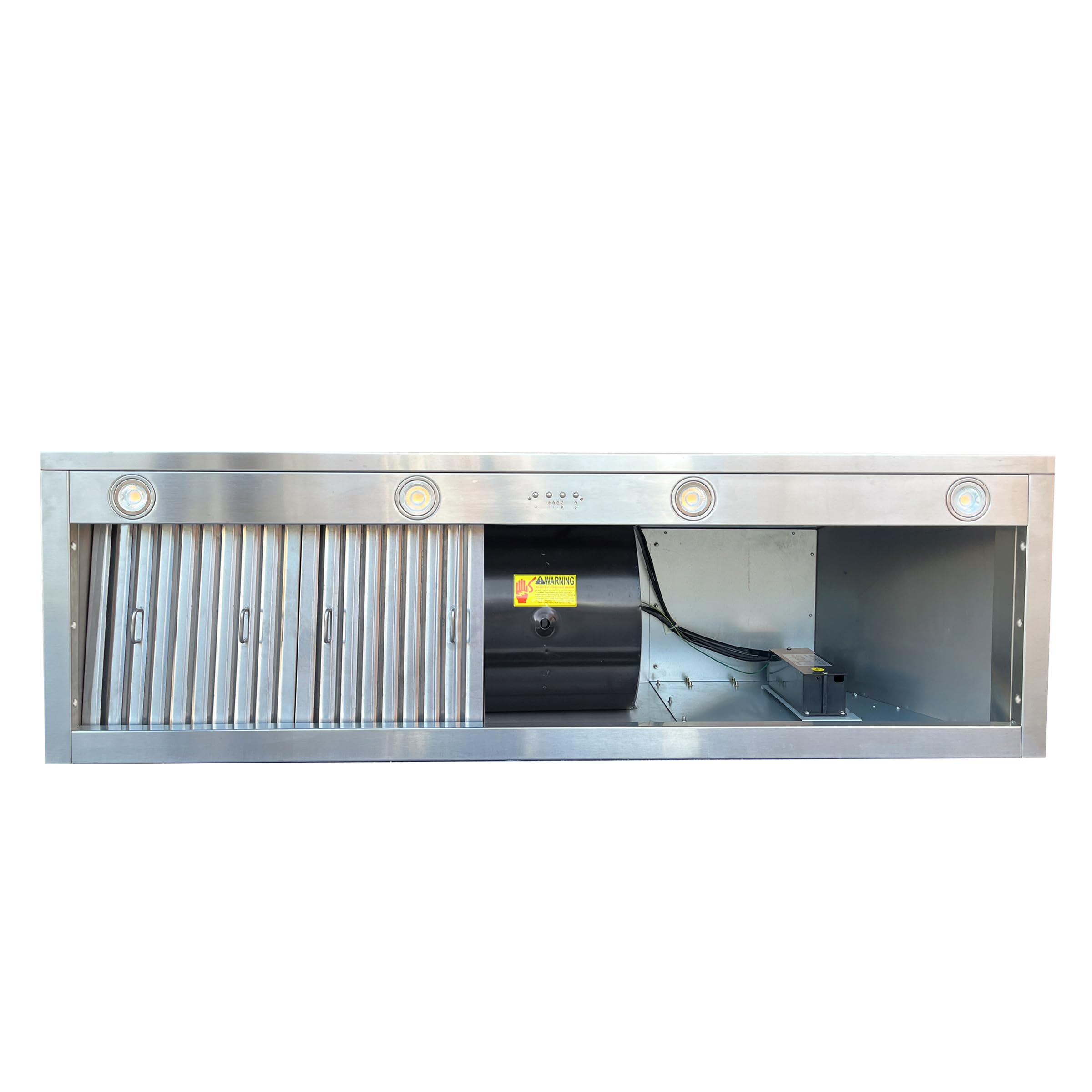 CHETTO C Range Hood 54 Inch Ultra Quiet, Powerful Suction 304 Stainless Steel Ducted Kitchen Vent Hood with 4-Speeds, Dishwasher Safe Baffle Fillters, 8" Top Vent (54 inch, Stainless steel)