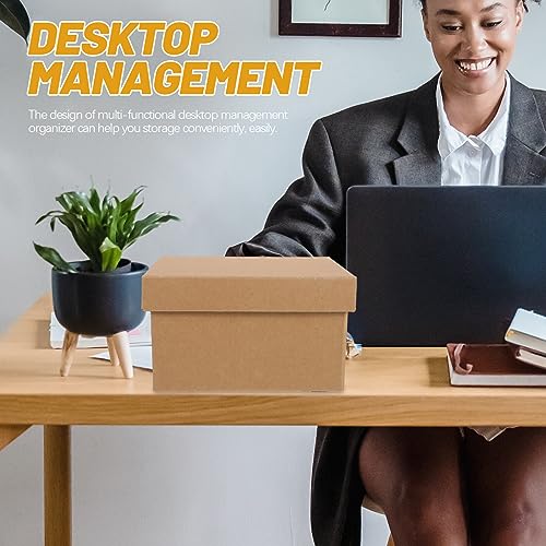 Homoyoyo Box Paper Organizer Handled Storage Container Desk Storage Organizer Desktop Organizing Holder Book Organizer Desktop Storage Organizer Makeup Stand Thick Section Z8