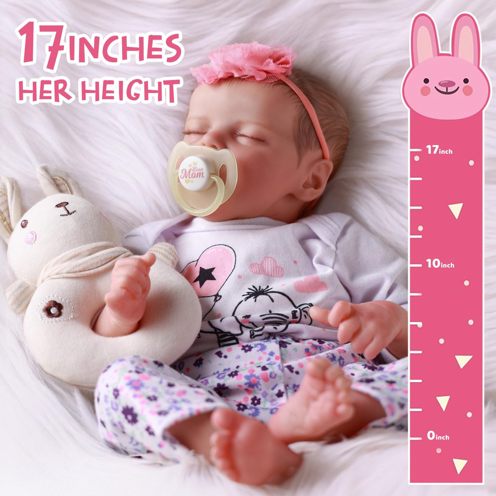 Lifelike Reborn Baby Dolls Twinnie - Girl 17-Inch - Soft Body Realistic-Newborn Baby Dolls Full Vinyl Body Poseable Baby Girl with Feeding Kit Gift Box for Kids Age 3+