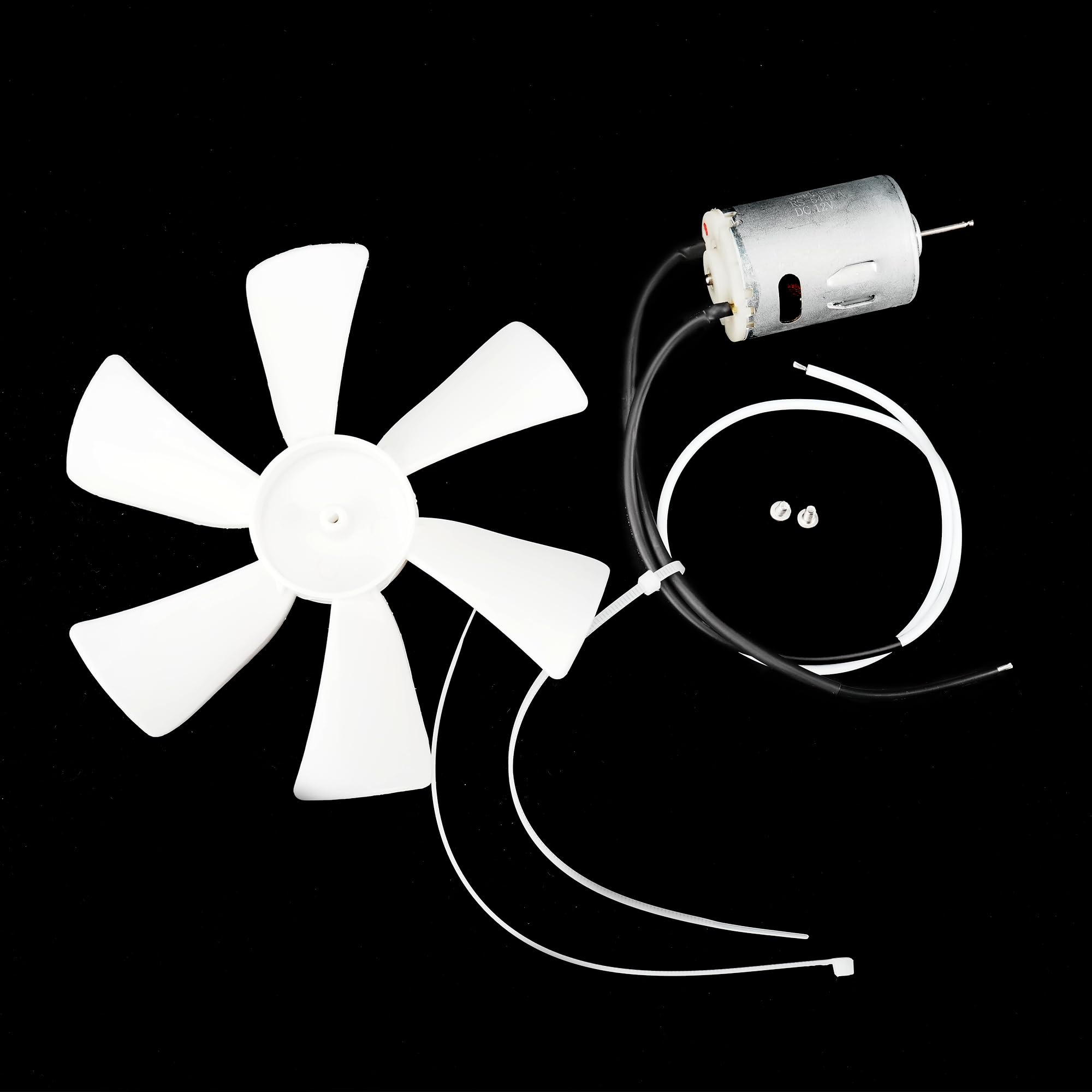 Puxyblue 6" RV Vent Fan Blade and 12V D-Shaft Motor Compatible With Heng's, Elixir, Jensen, Jayco, Toyota Dolphin - 2 Screws and 2 Zip Ties for Camper Roof Vent