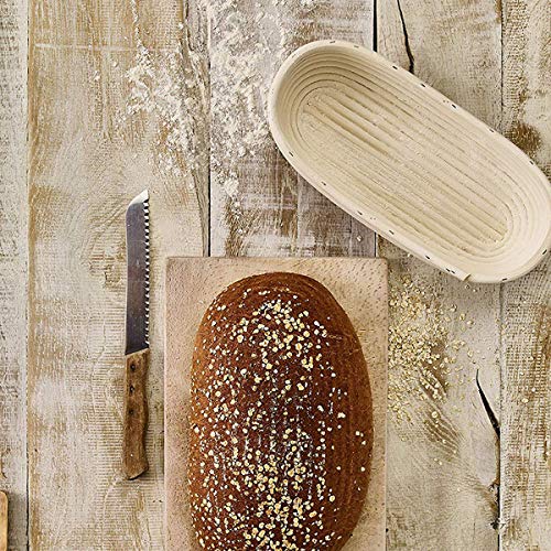 Hoomall 2Pcs Rectangular Bread Proofing Baskets 9.1 * 5.1 * 2.4in Sourdough Baskets +2Pcs Rectangular Fabric Cover +2Pcs White Squeegee