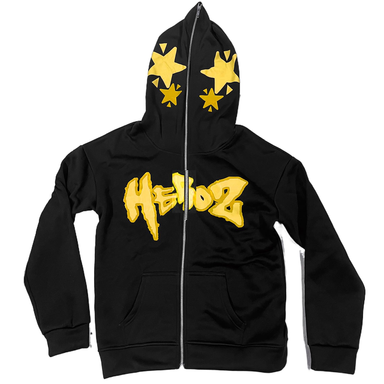 Cbsdezanos Women Men Y2k Full Zip Up Hoodie Over Face Oversized Sweatshirt Aesthetic Graphic Hoodies Vintage Goth Jacket Streetwear