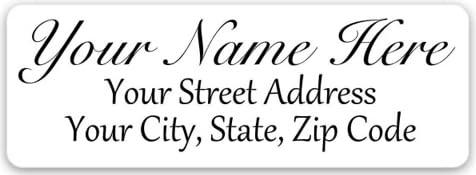 Return Address Labels Script - Custom Mailing Return Address Labels/Stickers for Envelopes, Easy Peel and Stick, Permanent Rectangle Labels (White) Made in The USA (Set of 90)