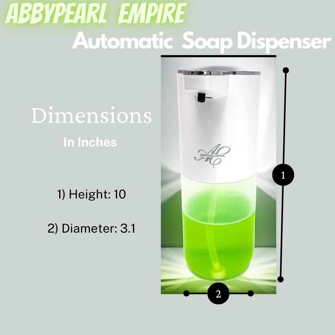 AbbyPearl Empire Automatic Foaming Soap Dispenser, Touchless, Rechargeable, Kids Soap Dispenser with 4-Level Adjustable Foam, Non-Drip Spout β Hands Free Soap Dispenser for Home and Kitchen, 400ml