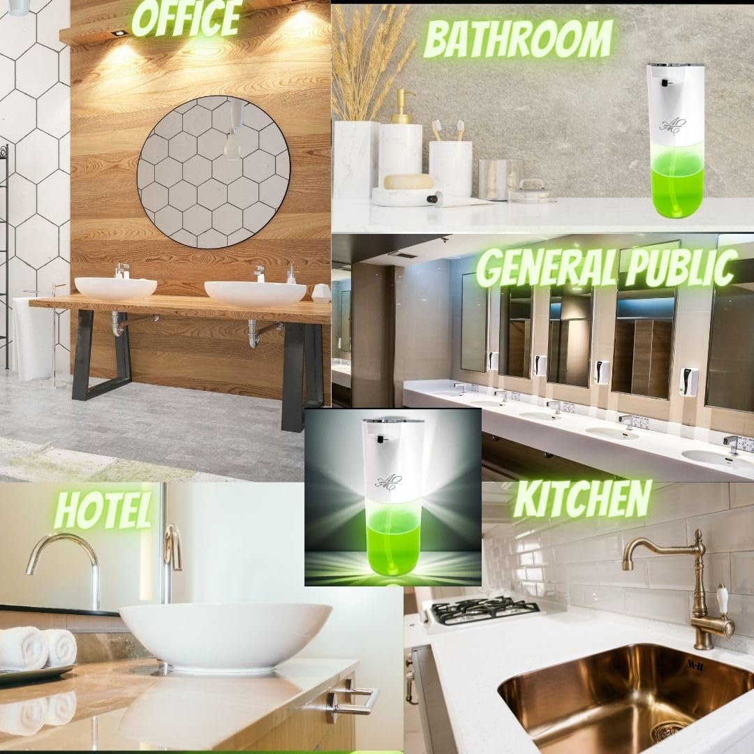 AbbyPearl Empire Automatic Foaming Soap Dispenser, Touchless, Rechargeable, Kids Soap Dispenser with 4-Level Adjustable Foam, Non-Drip Spout β Hands Free Soap Dispenser for Home and Kitchen, 400ml