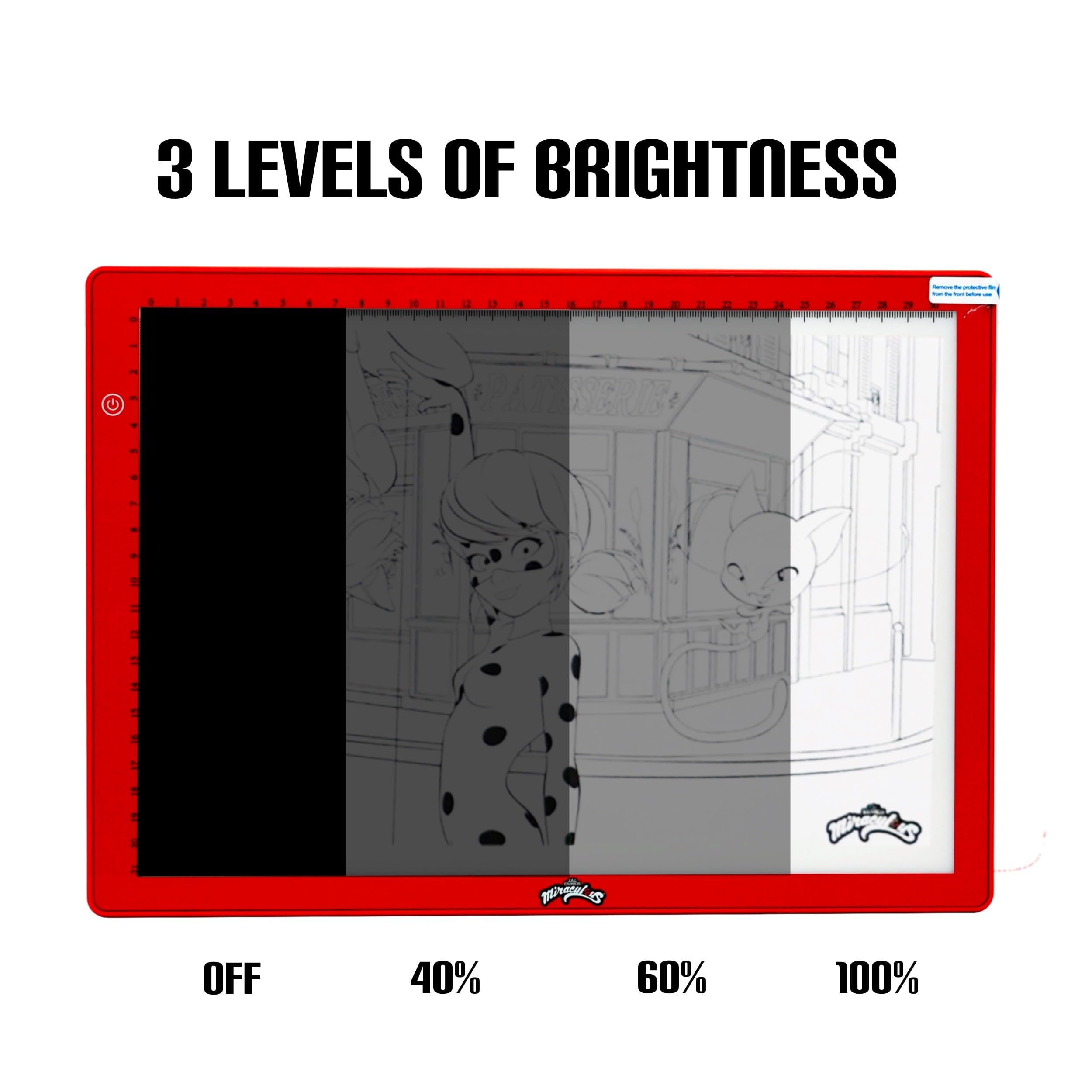 Miraculous Ladybug Portable LED A4 Light Pad Drawing Kit with Neoprene Case - Ultra-Thin USB Tracing Pad, Adjustable Light Box & 5 Coloring Pages - Art, Sketching, Tracing Tool (Ladybug)
