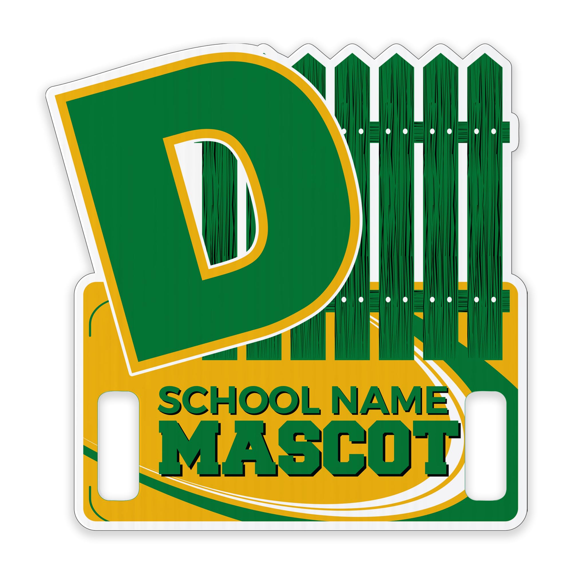 VictoryStore Custom D Fence Sign Cutout Spirt Cheer Words for Football 22-Inches Custom School Name, Mascot Name and Colors - D-Fence Cheerleading School Spirit and Sports Party Decor (1)