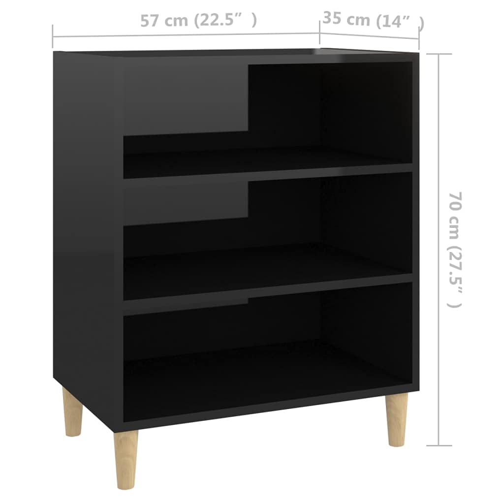 TIFITGO Asomie Sideboard High Gloss Black 22.4"x13.8"x27.6" Engineered Wood Home Furniture Cabinets Fashion Kitchen Indoor Storage Buffets Sideboards Storage Cabinet US Stock Fast Shipment Black