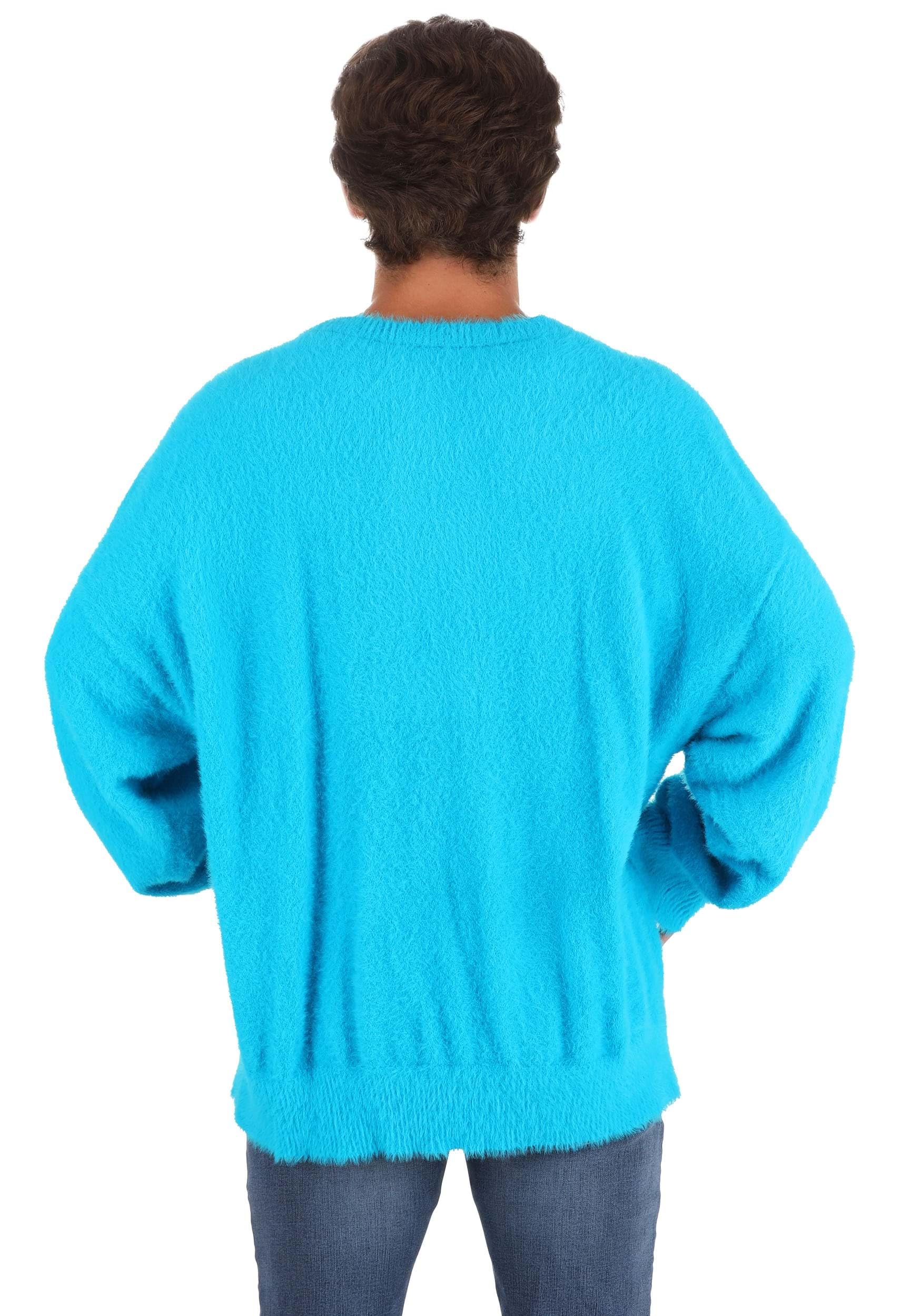 Fun Costumes Sesame Street Cookie Monster Fuzzy Oversized Sweater for Adults | Muppets Pullover Cosplay Clothing & Apparel L Blue