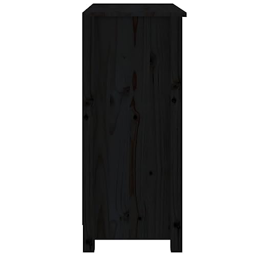 TIFITGO Asomie Sideboard Black 27.6"x13.8"x31.5" Solid Wood Pine Home Furniture Cabinets Fashion Kitchen Indoor Storage Buffets Sideboards Storage Cabinet US Stock Fast Shipment Black