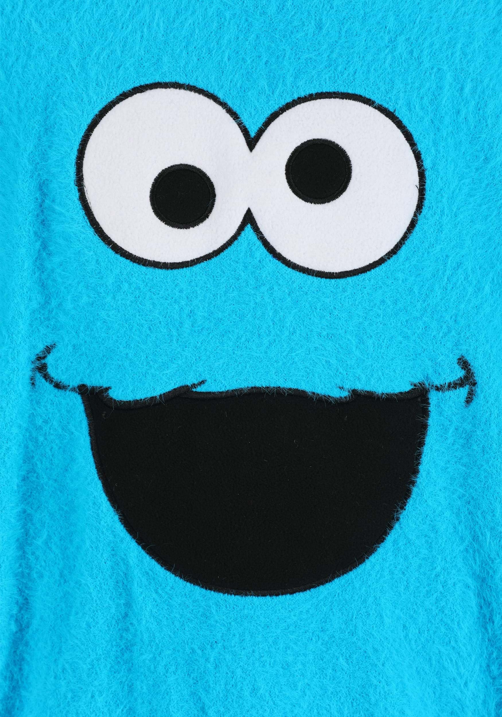 Fun Costumes Sesame Street Cookie Monster Fuzzy Oversized Sweater for Adults | Muppets Pullover Cosplay Clothing & Apparel L Blue