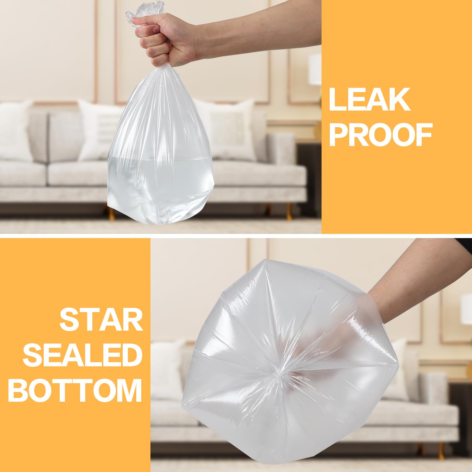 Buyitt 4 Gallon Clear Trash Bags, Strong Garbage Bags, 110 Counts Waste Basket Liner
