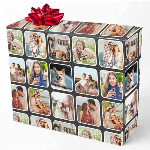 Custom Wrapping Paper, Personalized Wrapping Paper with Your Photo Paper 58 x 23 Inches Customized Birthday Christmas Gifts Wrap for Mom Dad and Friend