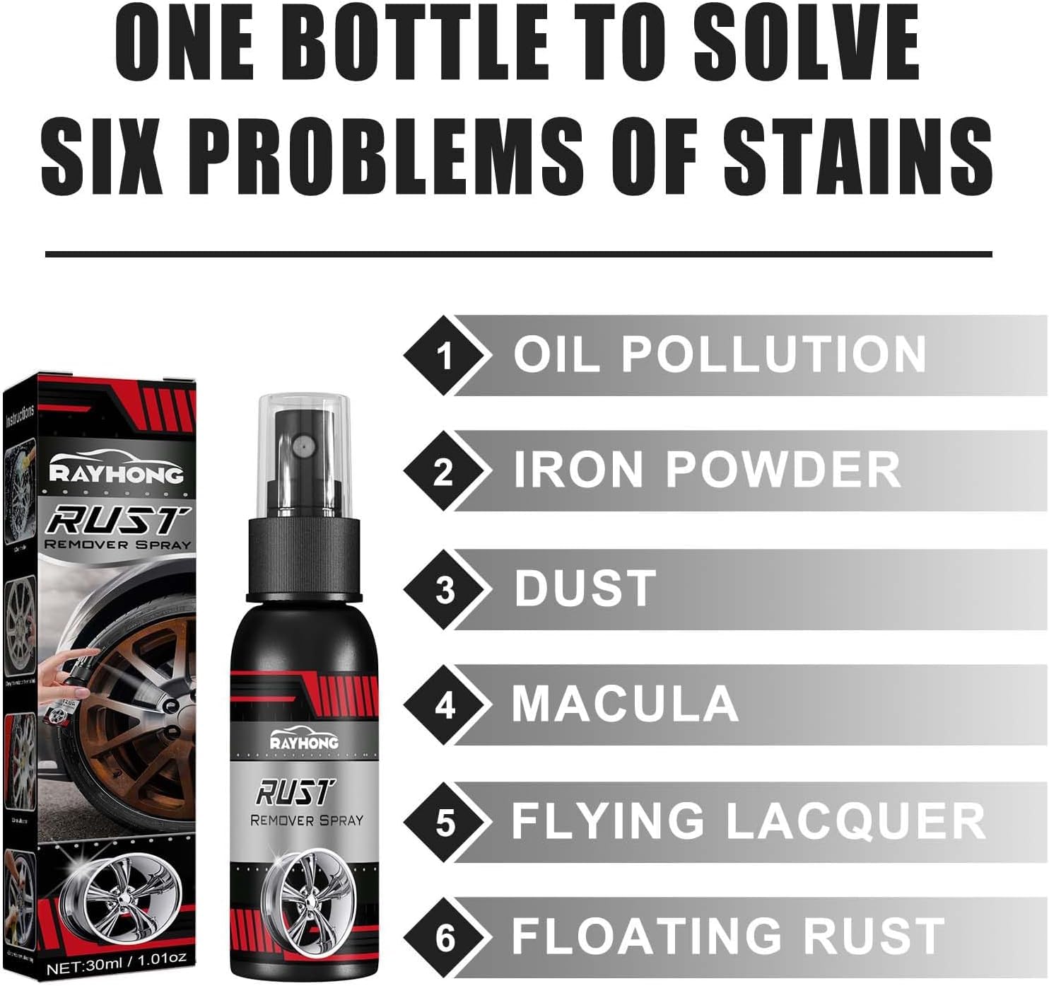 Renhe ingenuity 100ml Rust Remover Spray for Metal,Multifunctional Metal Rust Remover,Car Rust Removal Spray,Water Based Metallic Paint Rust Converter,Iron Powder Remover (2PCS)