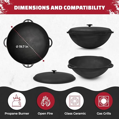 Dutch Oven Pot with Lid 23 Quarts (22 L) - Camping Dutch Oven - Cast Iron Cookware Set - Uzbek Kazan Cast Iron β Premium Camping Cookware