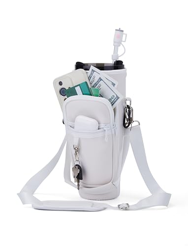 ZOYEPIN Halloween Water Bottle Carrier Bag with Pouch, Durable Stanley Carrier for Stanley 40 oz Tumbler with Handle, with Extra One Blind Box Straw Cover, Stanley Cup Accessories for Travelling