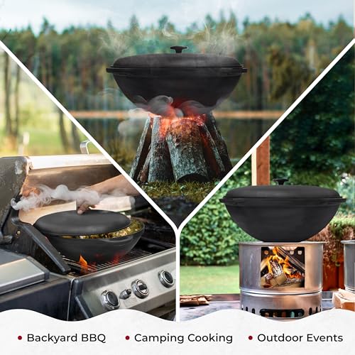 Dutch Oven Pot with Lid 23 Quarts (22 L) - Camping Dutch Oven - Cast Iron Cookware Set - Uzbek Kazan Cast Iron β Premium Camping Cookware