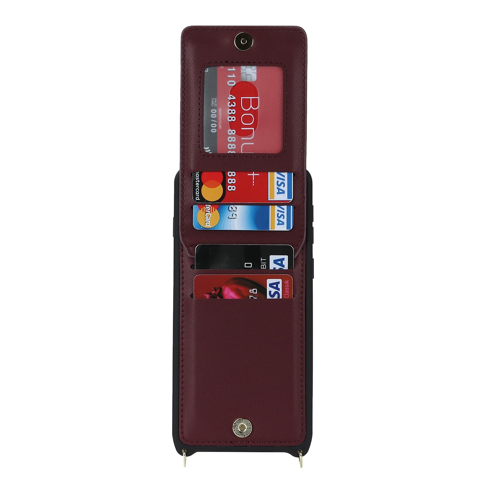 Jaorty Fit for Google Pixel 7 Pro Case for Women with Card Holder 6.7" 5G 2022,Pixel 7 Pro Phone Case with Strap,Crossbody Lanyard Cases with Credit Card Slots with Stand,Burgundy