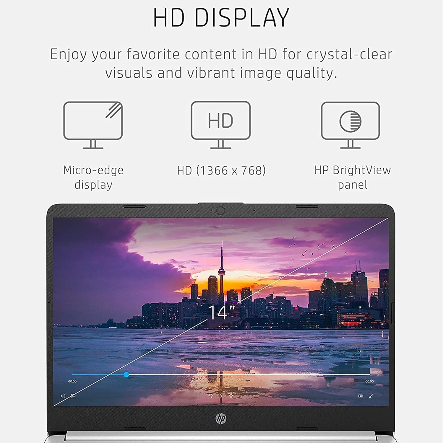 HP 2023 Newest 14" Ultral Light Laptop, for Students and Business, Intel Quad-Core N4120, 4GB RAM, 128GB Storage (64GB eMMC+64GB Micro SD), USB-A&C, Wi-Fi, Webcam, HDMI, 1 Year Office 365, Win11 S