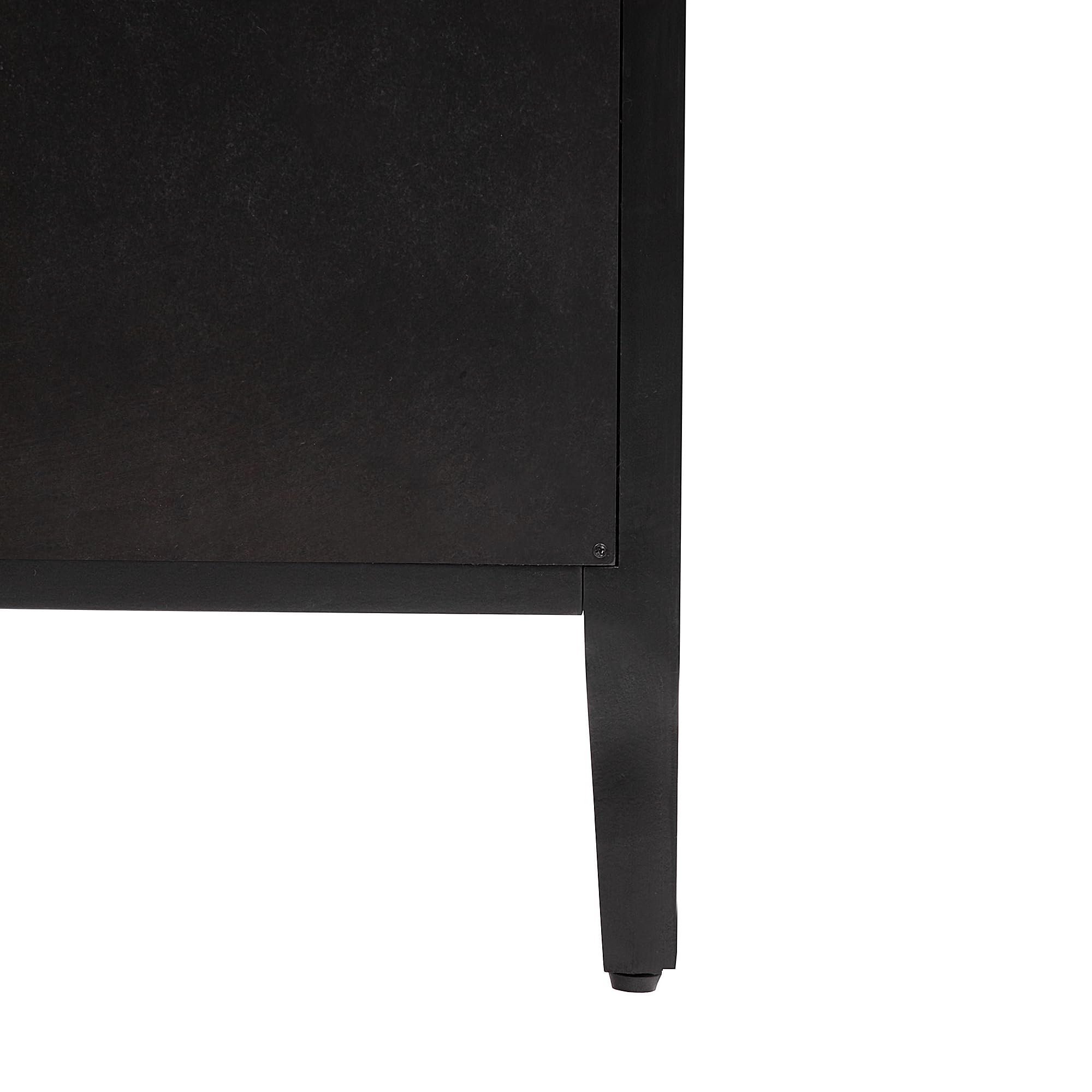 HZSSDTKJ Modern Accent Storage Cabinet with Three Tempered Glass Doors, Wood Buffet Sideboard with Adjustable Shelf, Console Table for Living Room, Study and Entrance (Black-06)