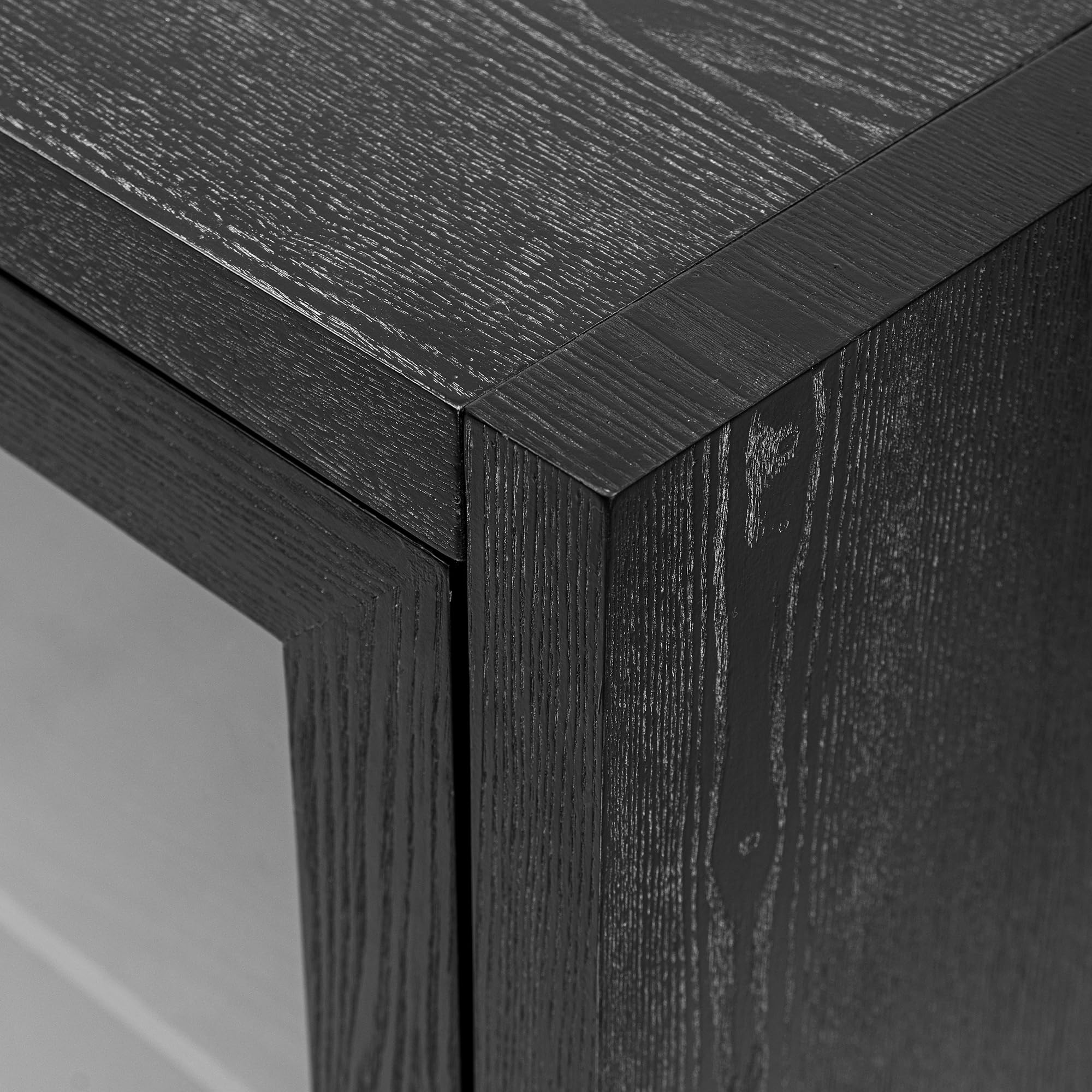 HZSSDTKJ Modern Accent Storage Cabinet with Three Tempered Glass Doors, Wood Buffet Sideboard with Adjustable Shelf, Console Table for Living Room, Study and Entrance (Black-06)
