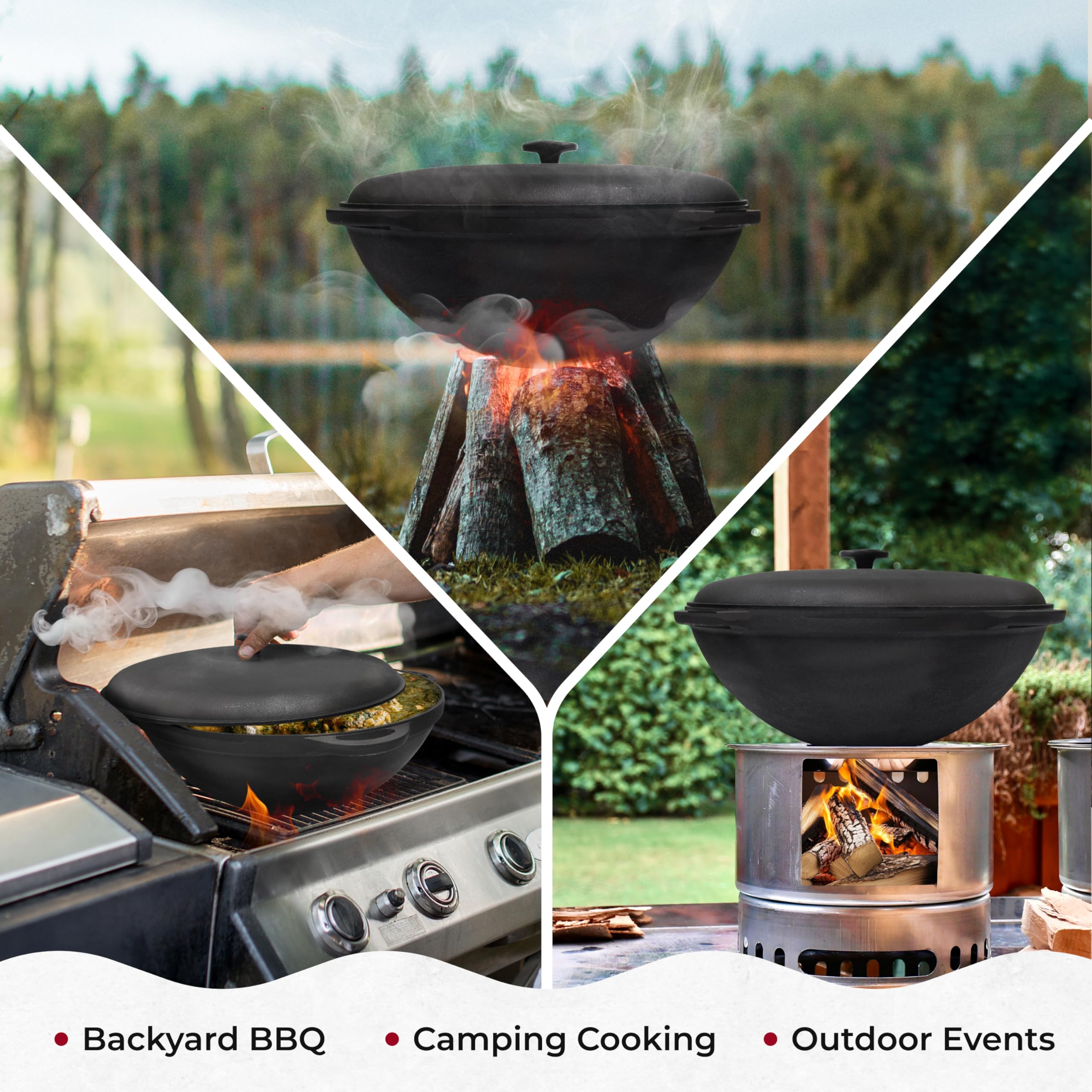 Dutch Oven Pot with Lid Syton 18 Quarts (17 L) - Camping Dutch Oven - Cast Iron Cookware Set - Uzbek Kazan Cast Iron β Premium Camping Cookware