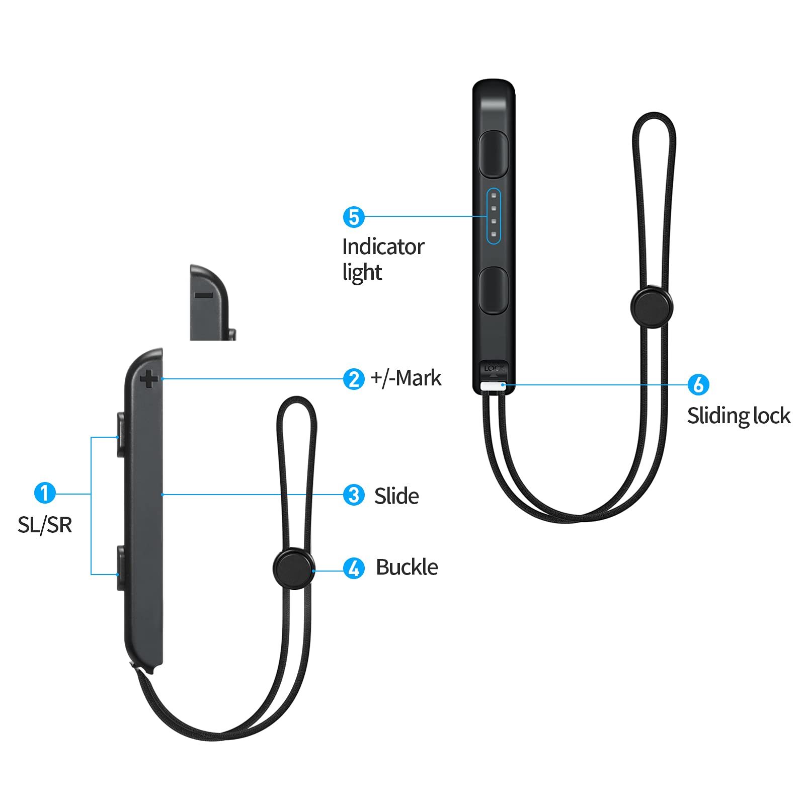 Wrist Strap for Joycon Controller - 4 Pack Lanyard Replacement Parts Accessories for Switch Joy Con Controller