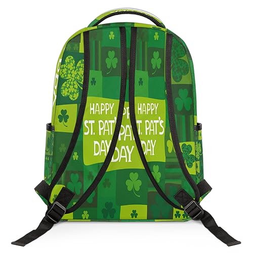 bisibuy Plaid Happy St Patricks Day Shamrock Travel Laptop Backpack, 16.1 Inches Computer Backpack, Durable Water-Repellent Travel Backpack for Business College Women Men Gift