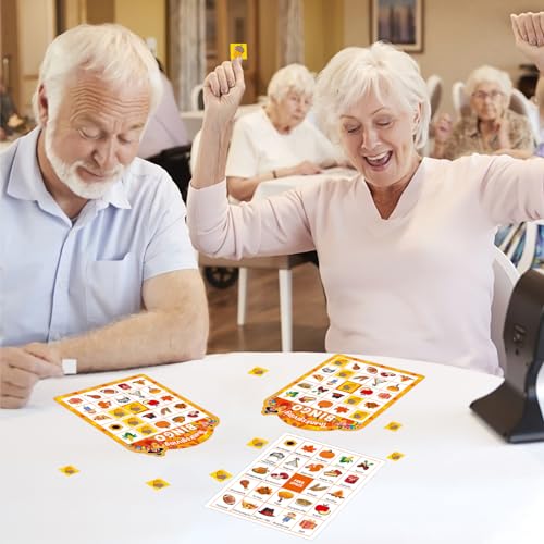OUNENO Thanksgiving Bingo Game Cards - 30 Player Party Game for Family, Classroom, and Birthday Celebrations