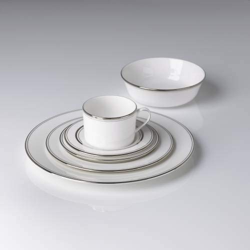 Kate Spade New York Library Lane Platinum Dinnerware 5 Piece Place Setting, White