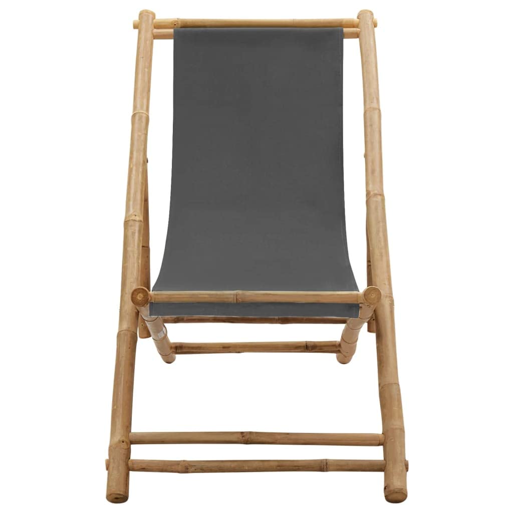 MNISDFL Deck Chair Bamboo and Canvas Dark Gray, Patio Dining Chairs, Outdoor Patio Chairs Set for Garden, Balcony, or Poolside